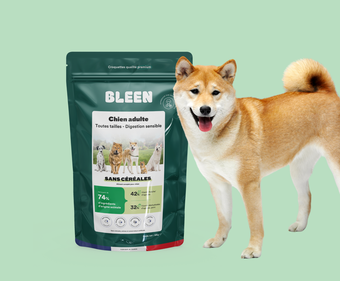 Croquettes digestion sensible pour Shiba Inu – Bleen